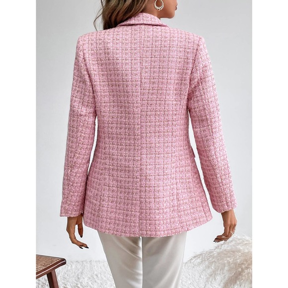 WILA | Jackets & Coats | Business Casual Workwear Lapel Collar Double Button Blazer Tweed Barbie ...